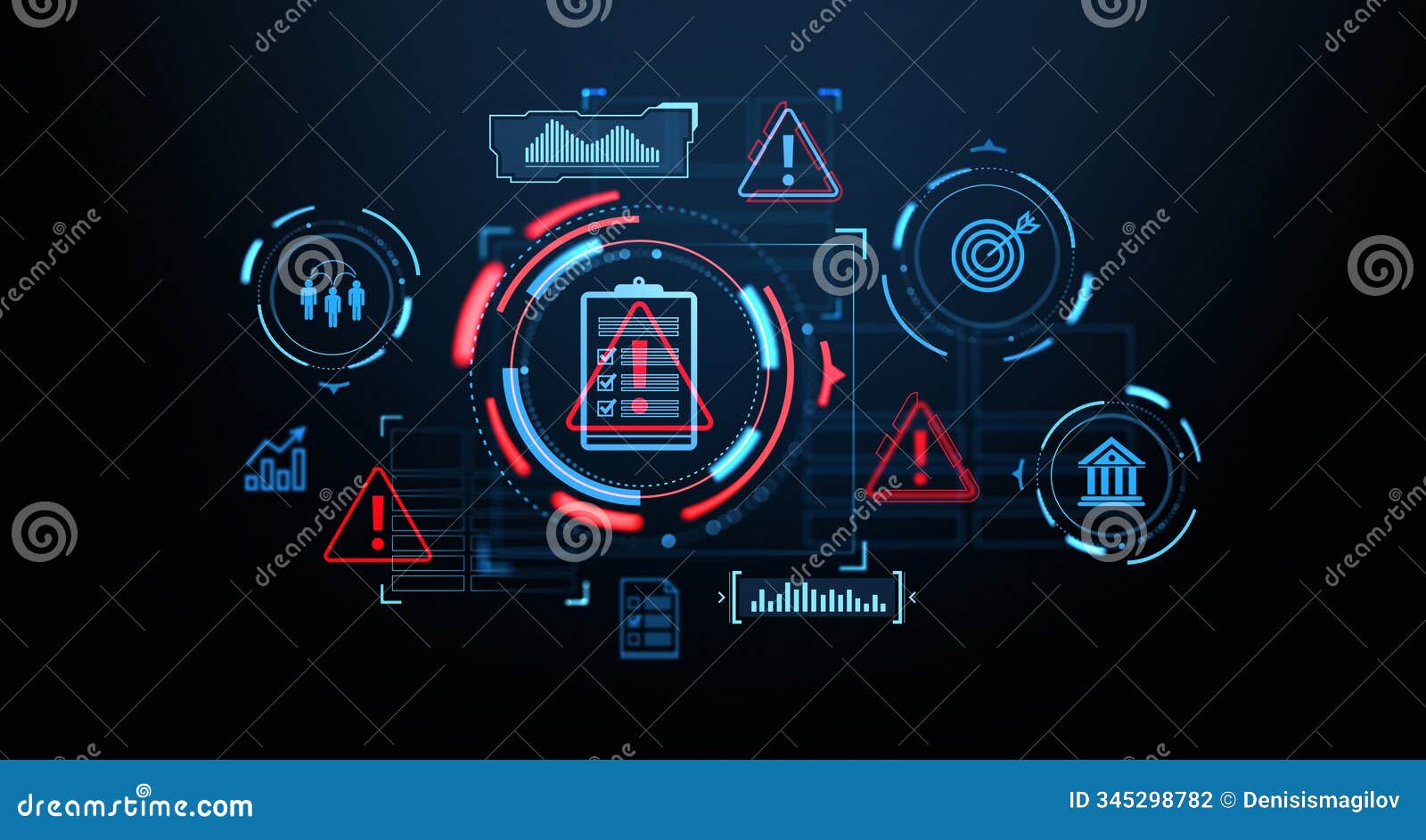 Digital Infographic With Warning Signs, Checklist, And Icons On A Dark ...
