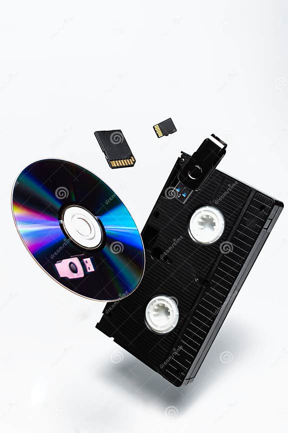 Digital Information Carriers of Different Generations Stock Photo ...
