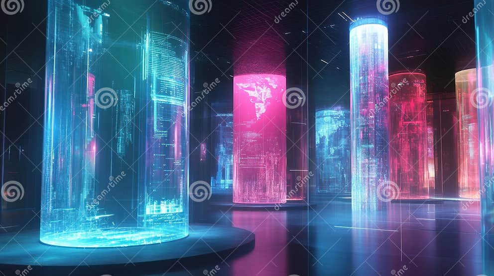 Digital Information Flowing through Interactive Holographic Cylinders ...