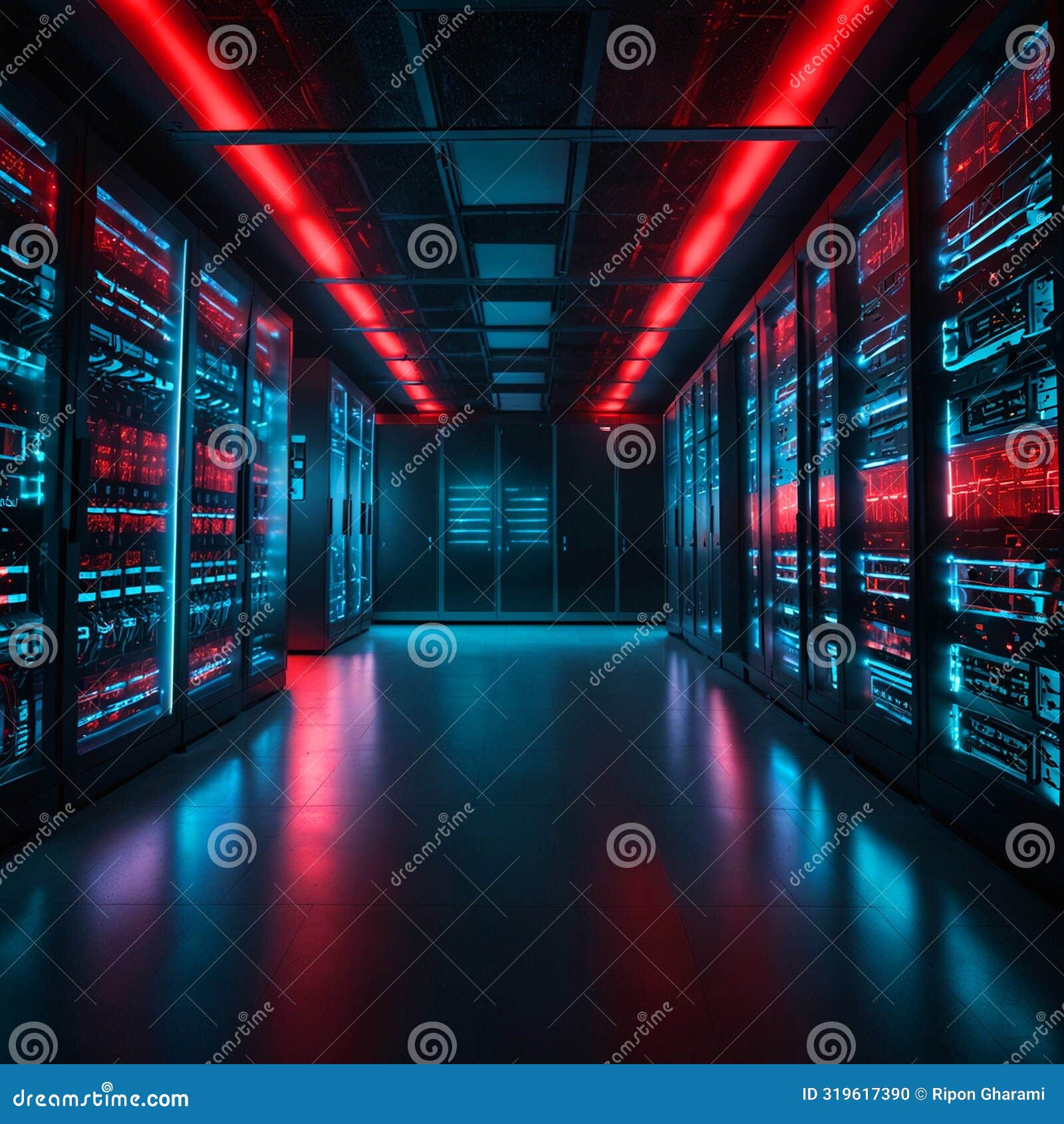 Digital Information Flows through Network and Data Servers Behind Mesh ...