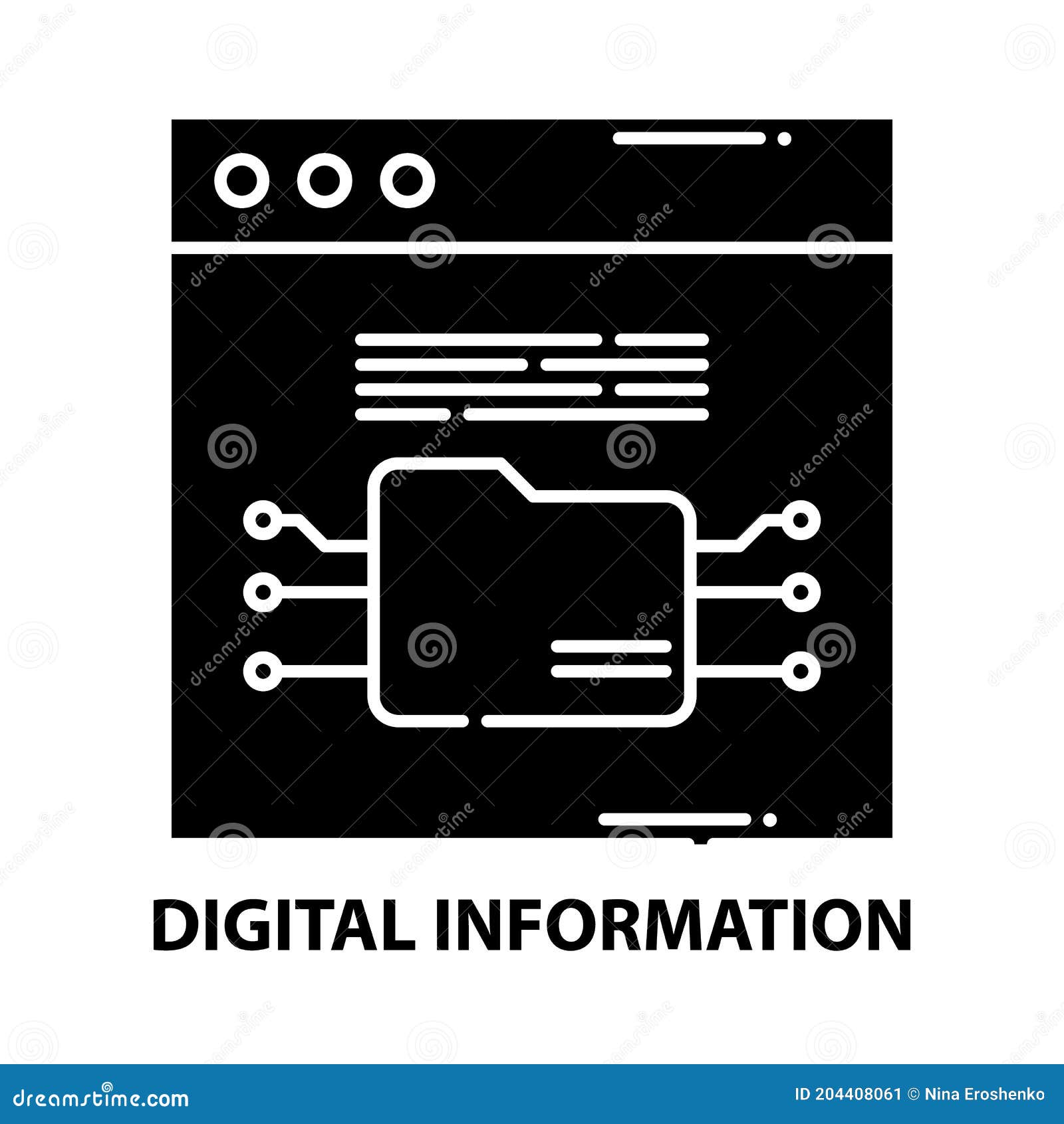 Digital Information Icon, Black Vector Sign with Editable Strokes ...