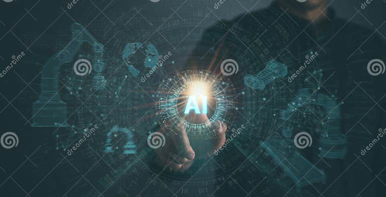Businessman Touching AI Artificial Intelligence Screen Stock Photo ...