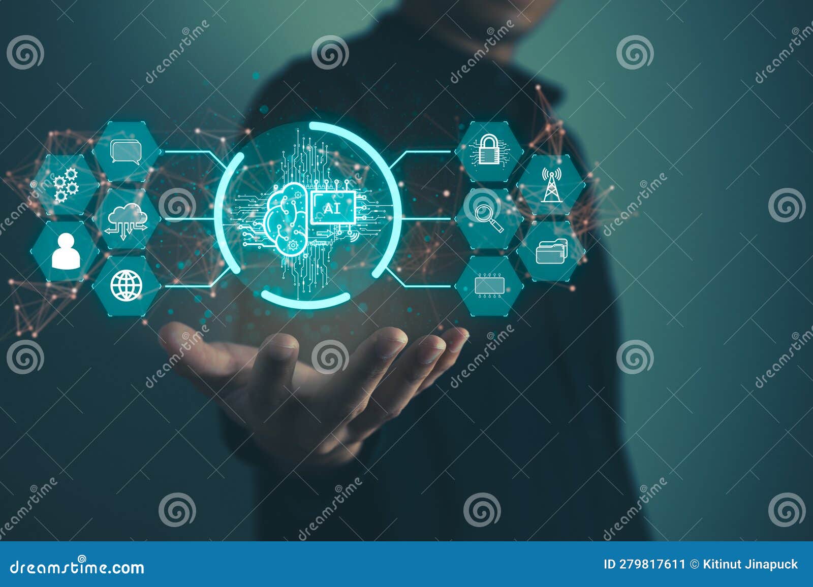 Businessman Touching AI Artificial Intelligence Screen Stock Image ...