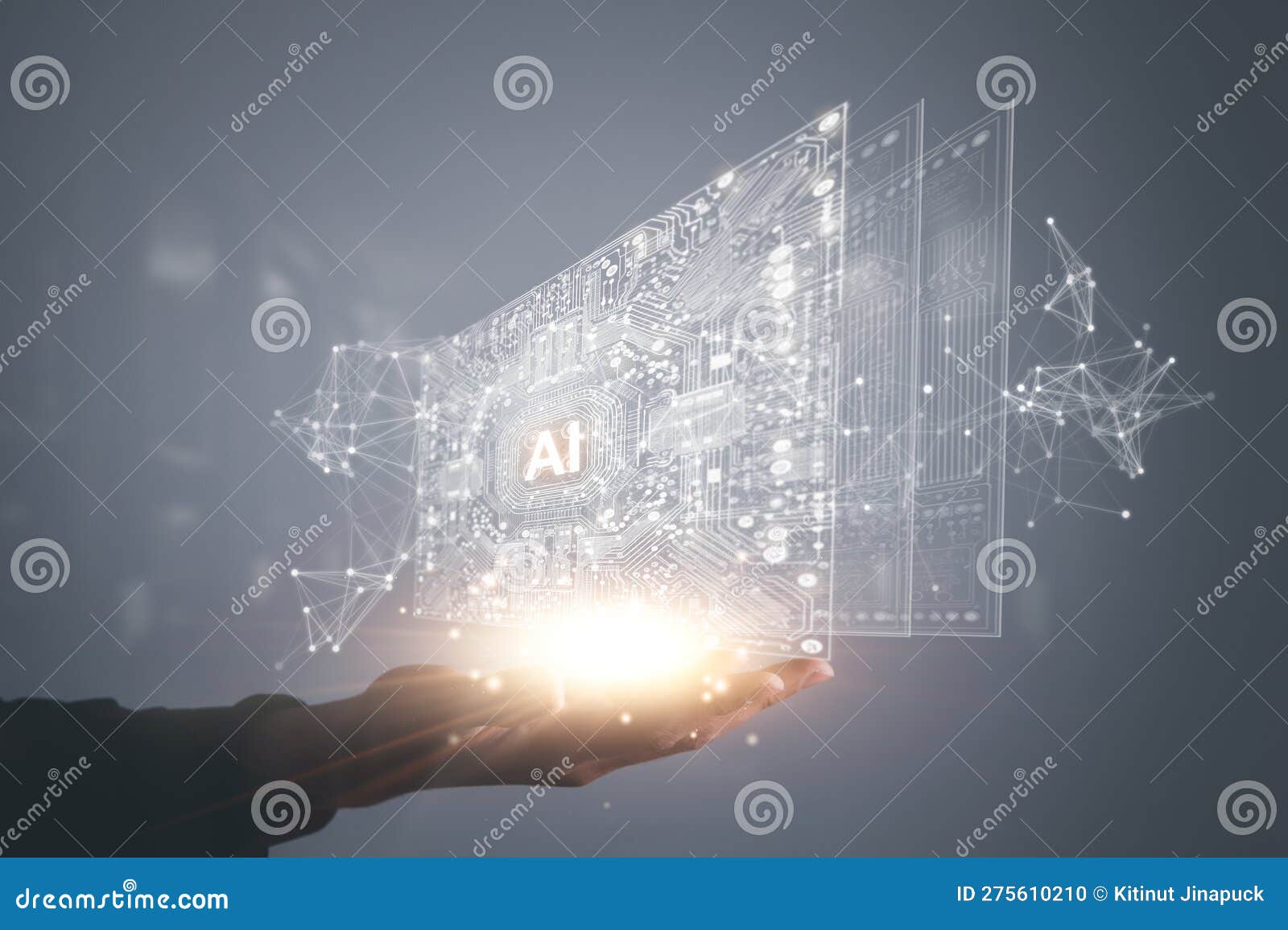 Businessman Touching Artificial Intelligence Screen Stock Photo - Image ...