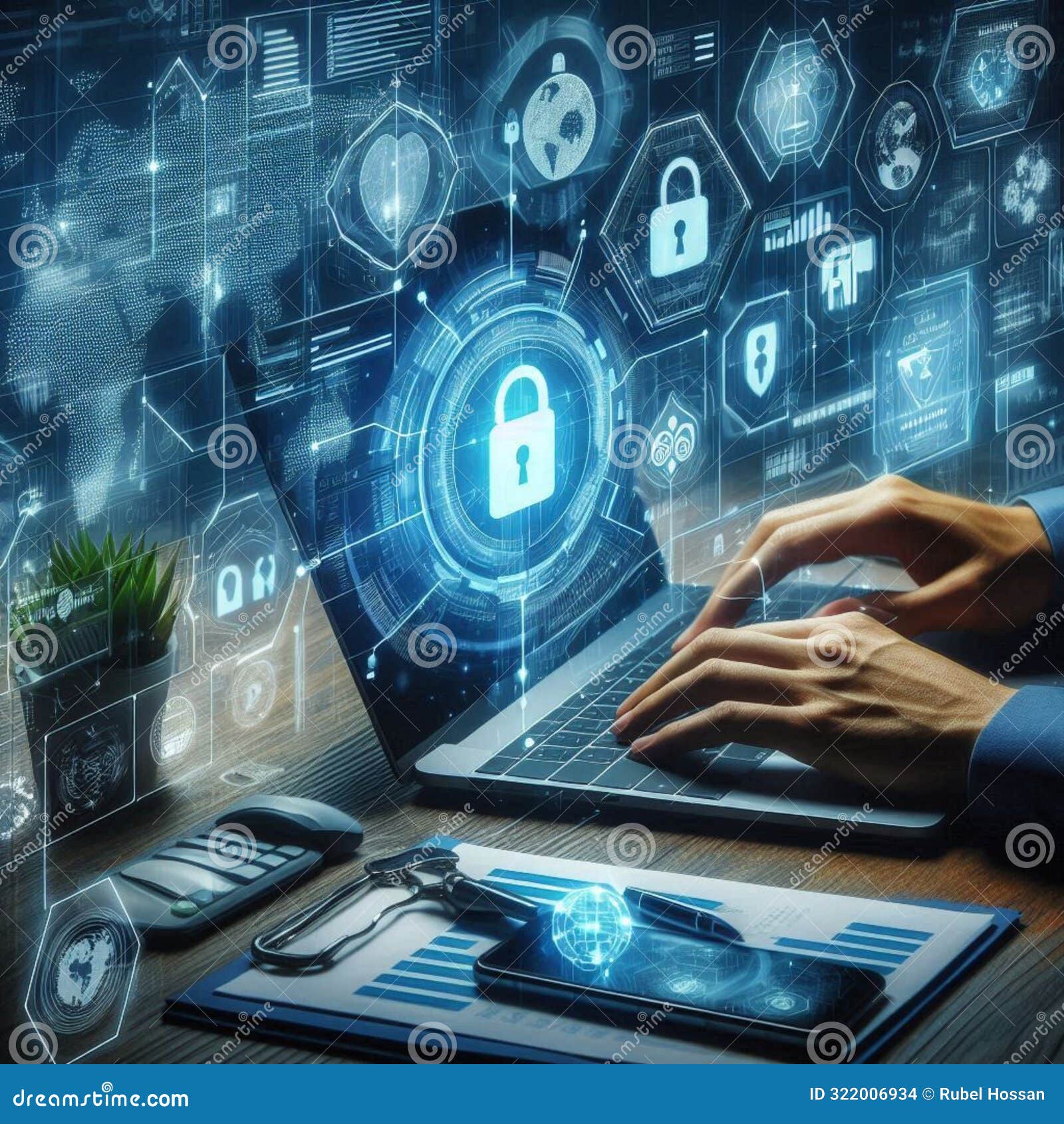 Digital Information Technology Concept. Cybersecurity and Protection ...