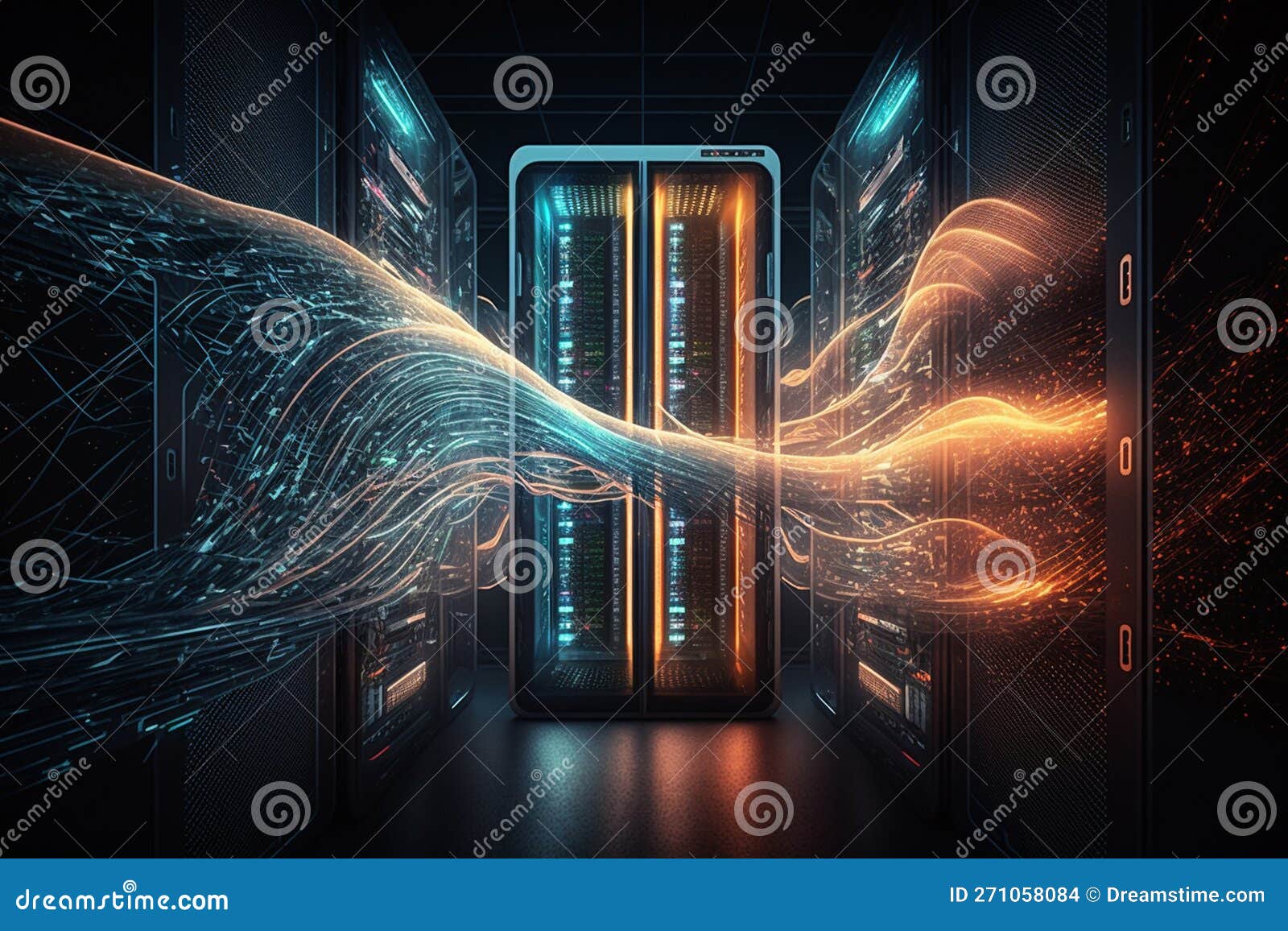 Digital Information Travels through Fiber Optic Cables, Network and ...