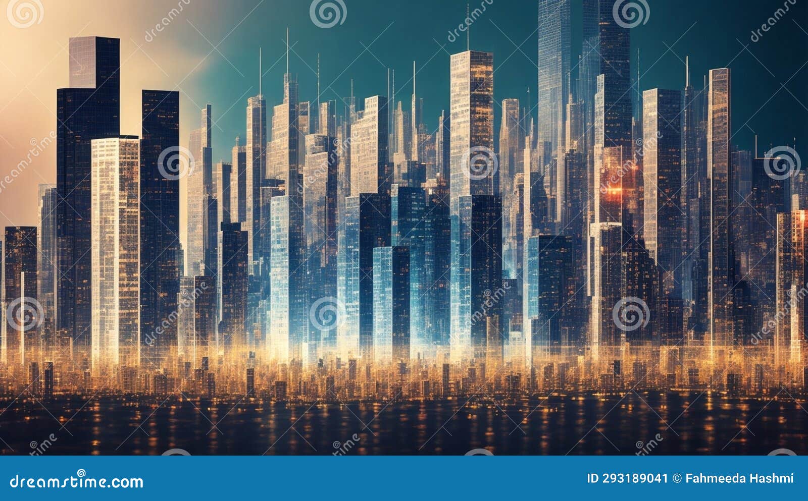 A Digital-inspired Composition of Pixels and Binary Code, Forming an Abstract Cityscape. Stock ...