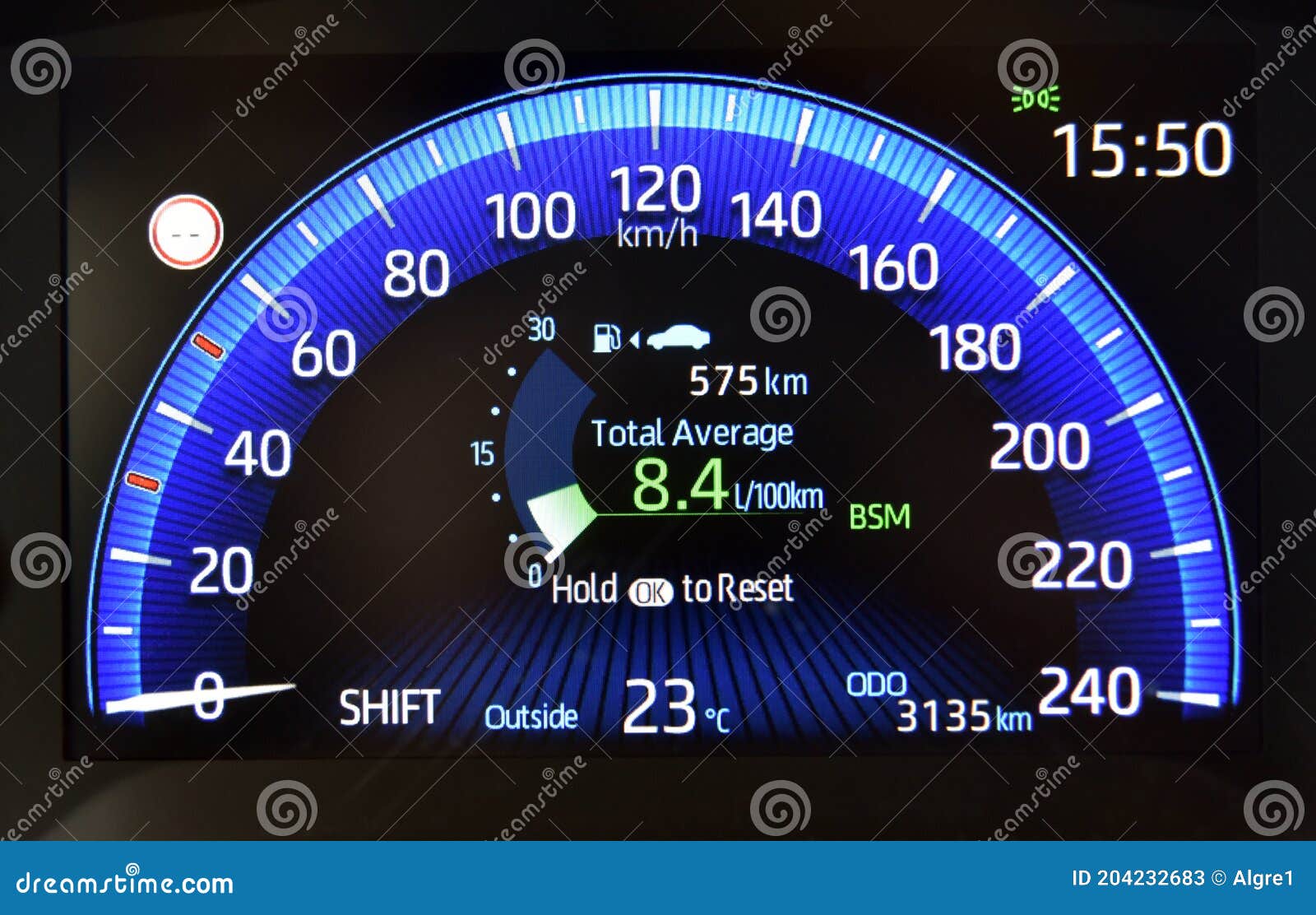 Digital Instrument Display in Passenger Car Stock Image - Image of ...