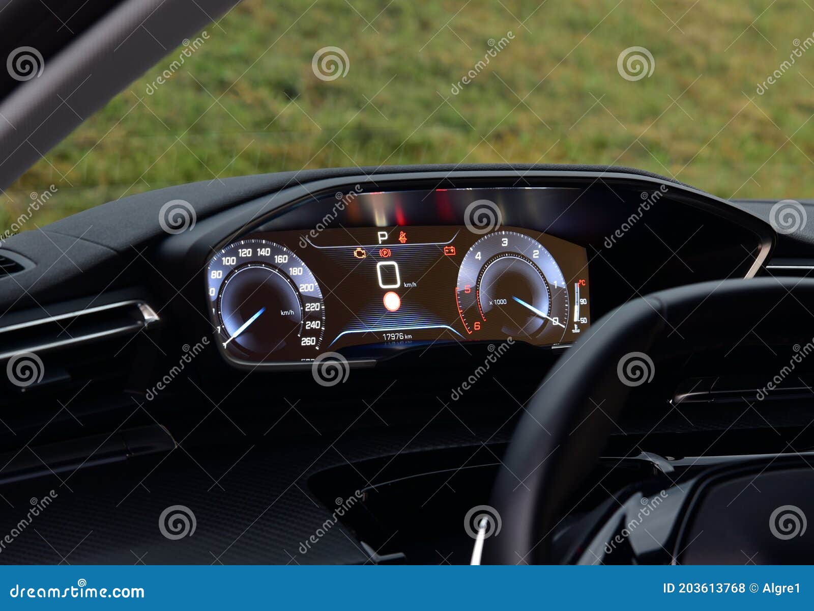 Illuminated Instrument Panel with the Passenger Car Stock Photo - Image ...