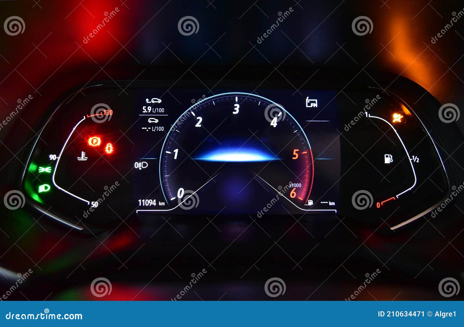 Digital Instrument Panel in a Modern Car Stock Image - Image of number ...