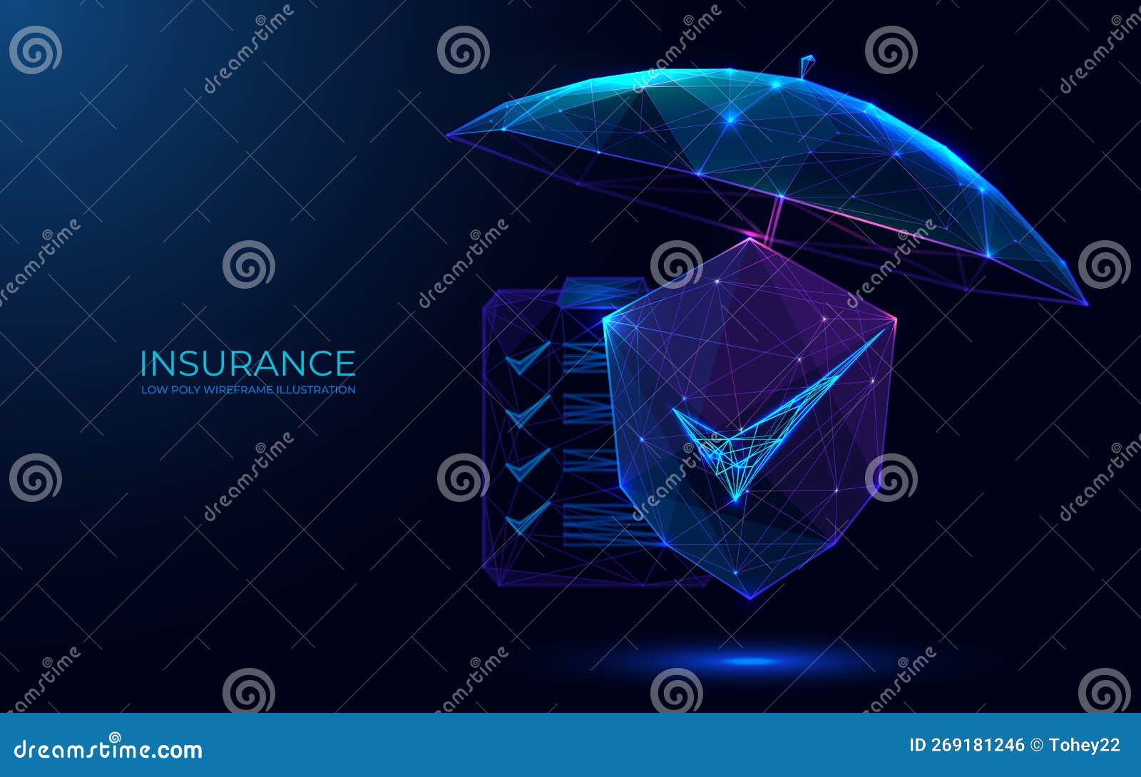 Digital Insurance Concept. Check Mark Shield and Checklist are Under ...
