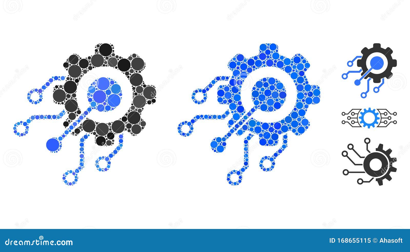 Digital Integration Gear Composition Icon of Spheric Items Stock Vector ...