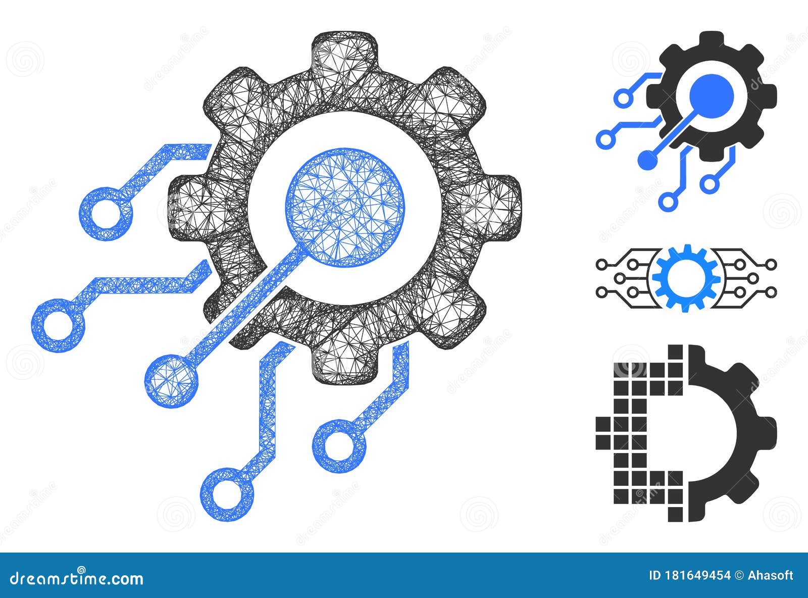 Digital Integration Gear Polygonal Web Vector Mesh Illustration Stock ...