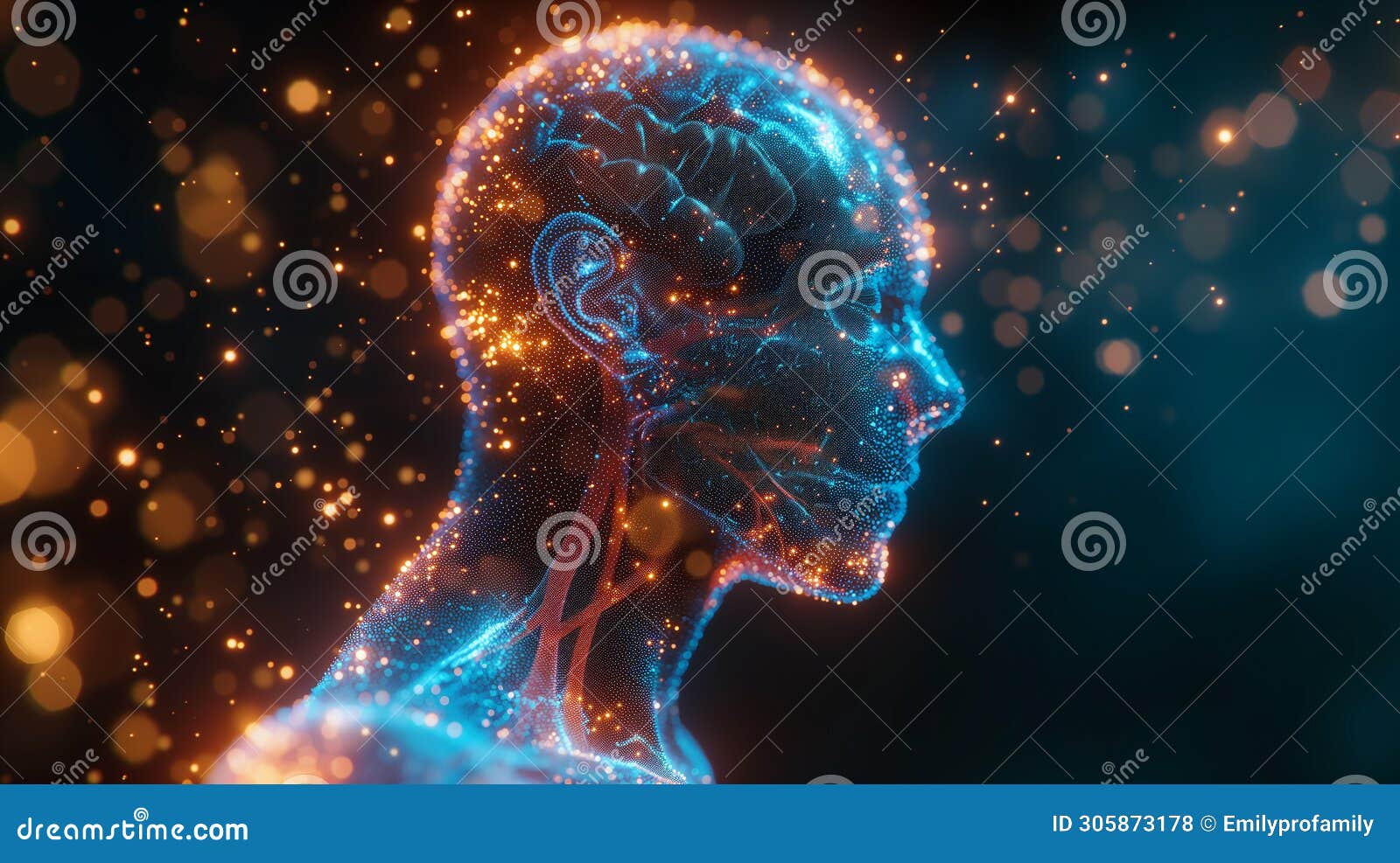 Digital Intelligence: Abstract Human Body Formed by Glowing Neural ...
