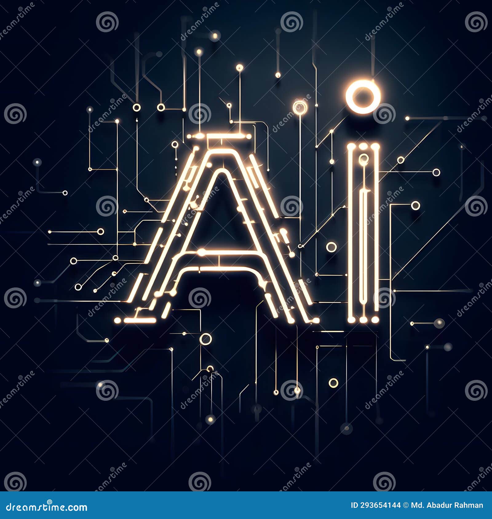 Digital Intelligence with AI Typography and Circuits Ai Generated Stock ...