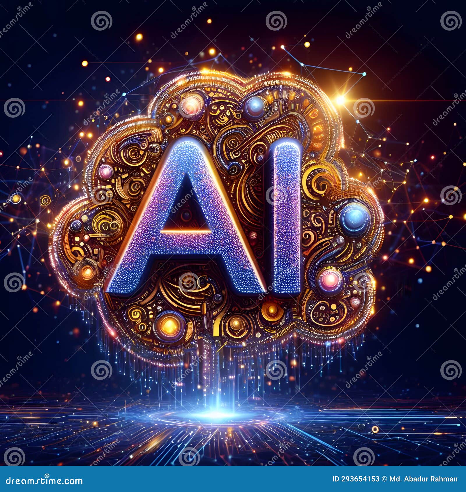 Digital Intelligence with AI Typography and Circuits Ai Generated Stock ...