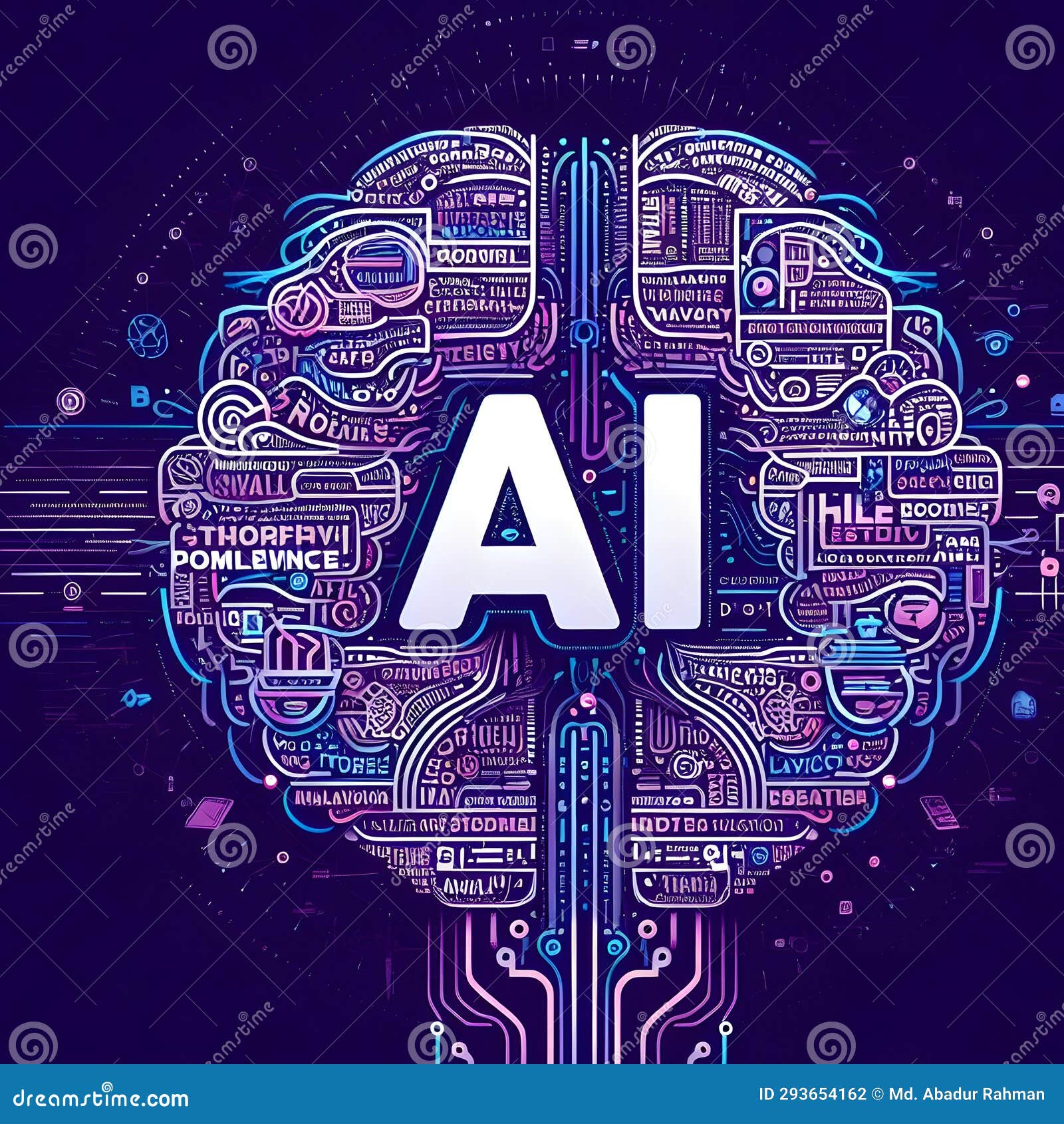Digital Intelligence with AI Typography and Circuits Ai Generated Stock ...