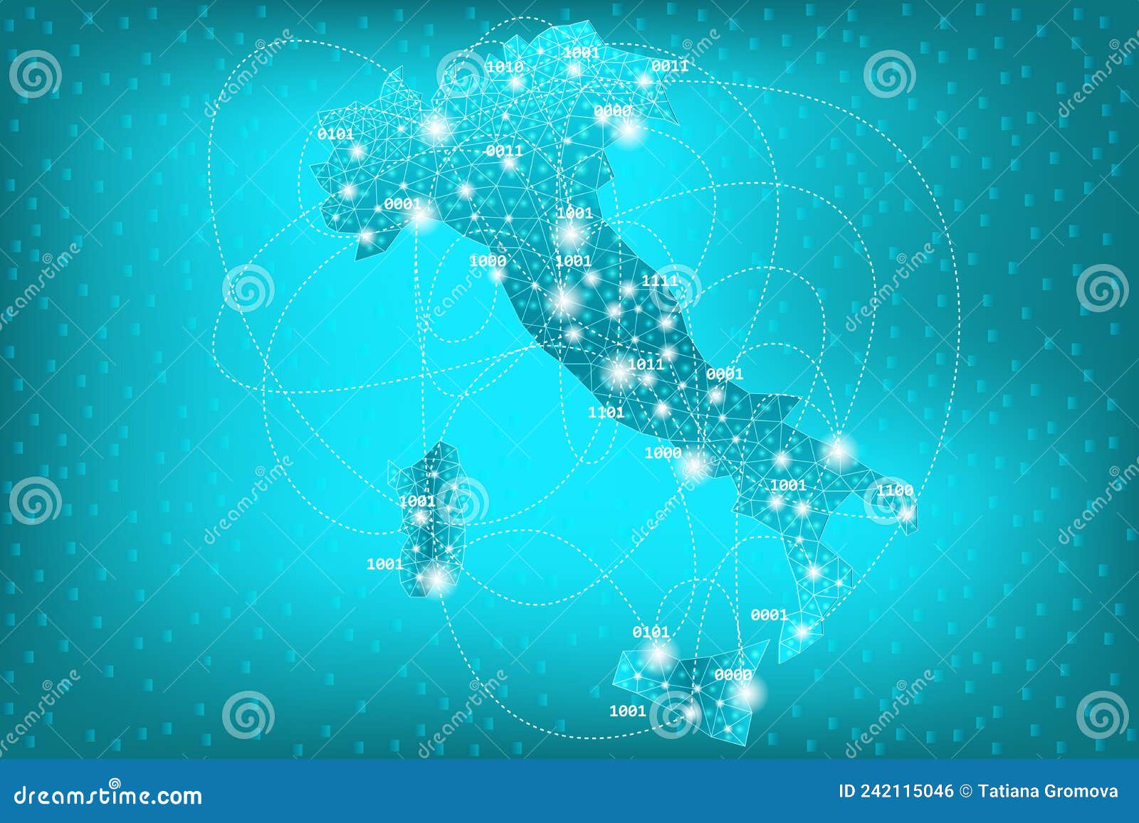 Digital and Interconnected Italy. Digitization of Italy Stock Vector ...