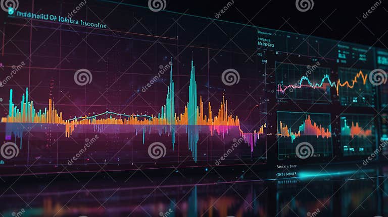 A Digital Interface with AI-powered Predictive Analytics Visualized As Glowing Graphs and Charts ...