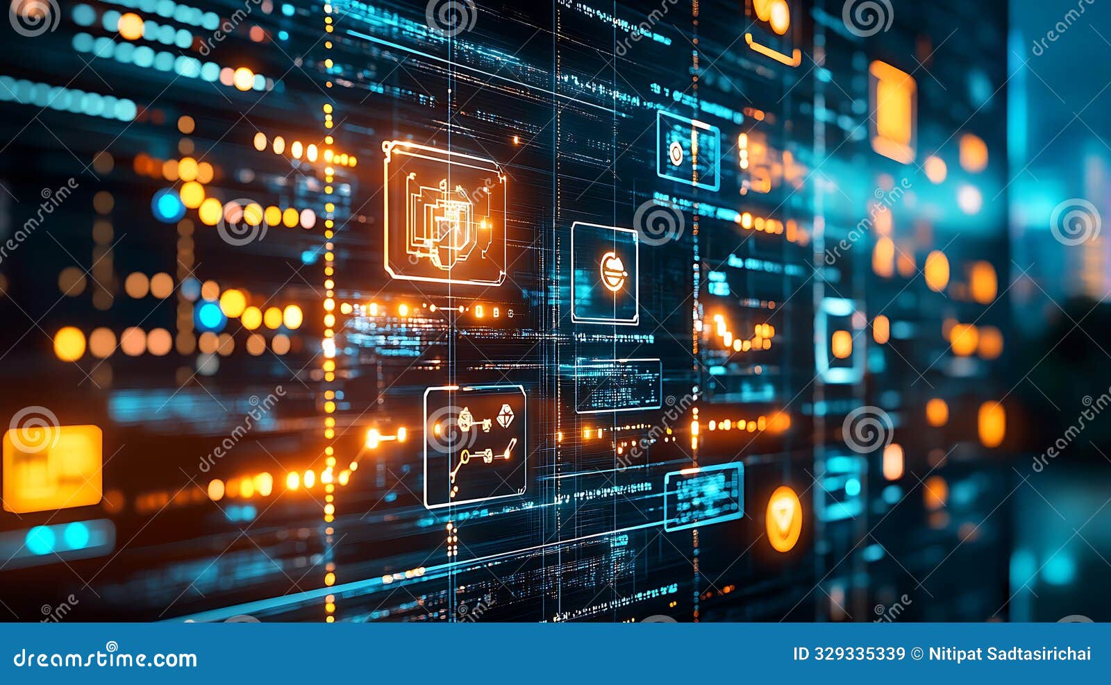 Digital Interface with Blockchain Icons, Representing the New Economic ...