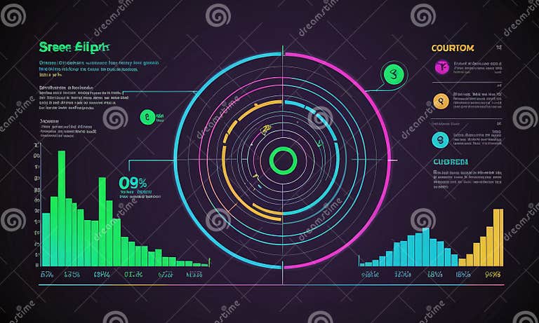 Digital Interface with Circular Graph, Bar Graph, and Scatter Plot, Displaying Various Data ...