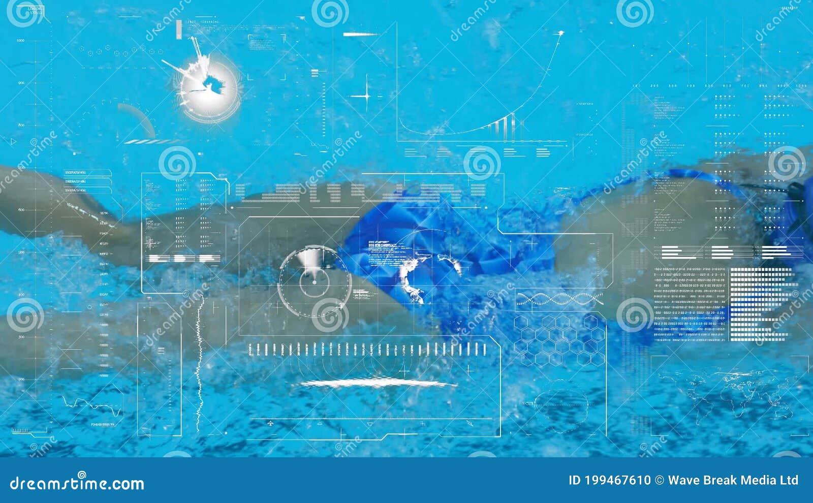 Digital Interface with Data Processing Against Female Swimmer Swimming ...