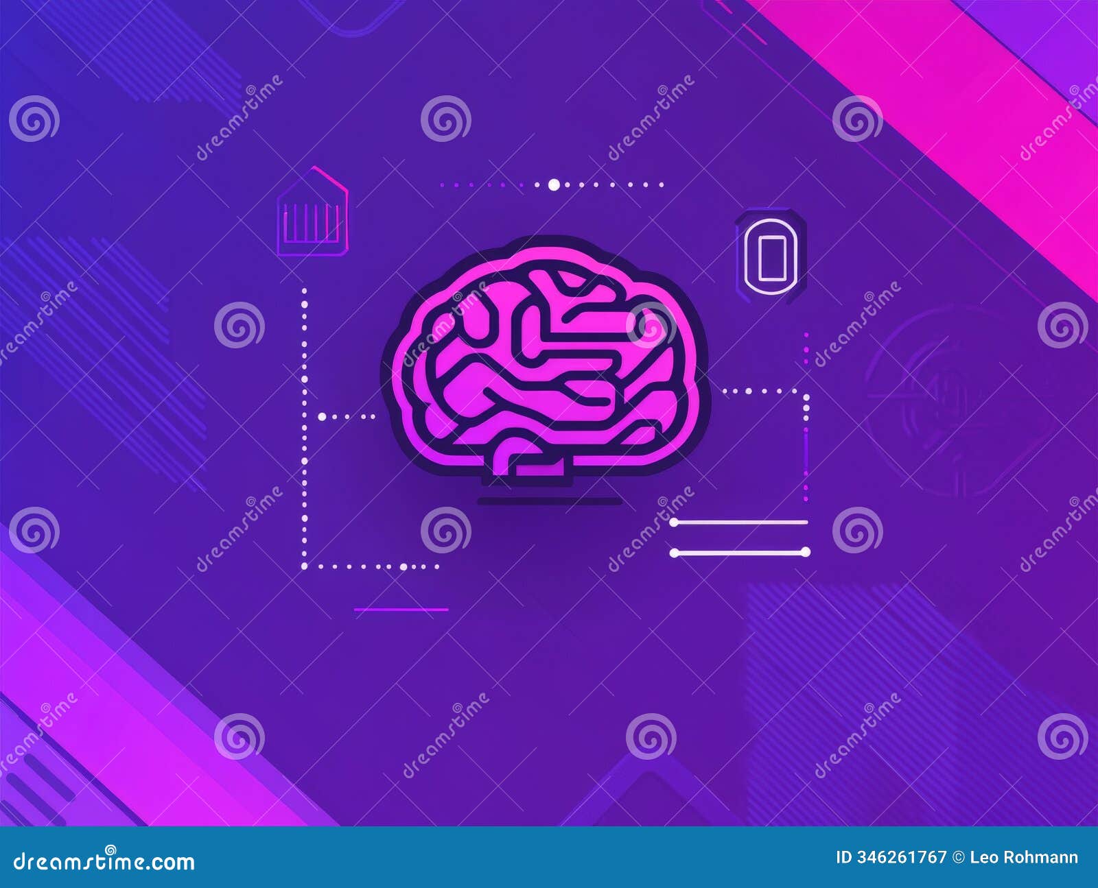 Digital Interface Design Featuring a Flat Stylized Purple Brain Icon ...