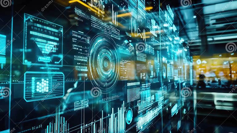 Digital Interface Displaying Complex Data Visualizations in a Modern Workspace Setting during ...