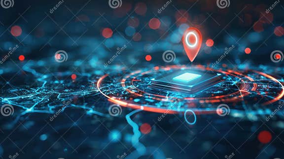 A Digital Interface Displaying a GPS Location Marker on a World Stock ...