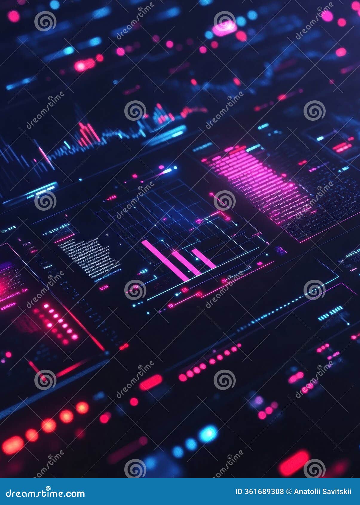 Digital Interface Displaying Vibrant Data Analysis in Neon Colors at a ...