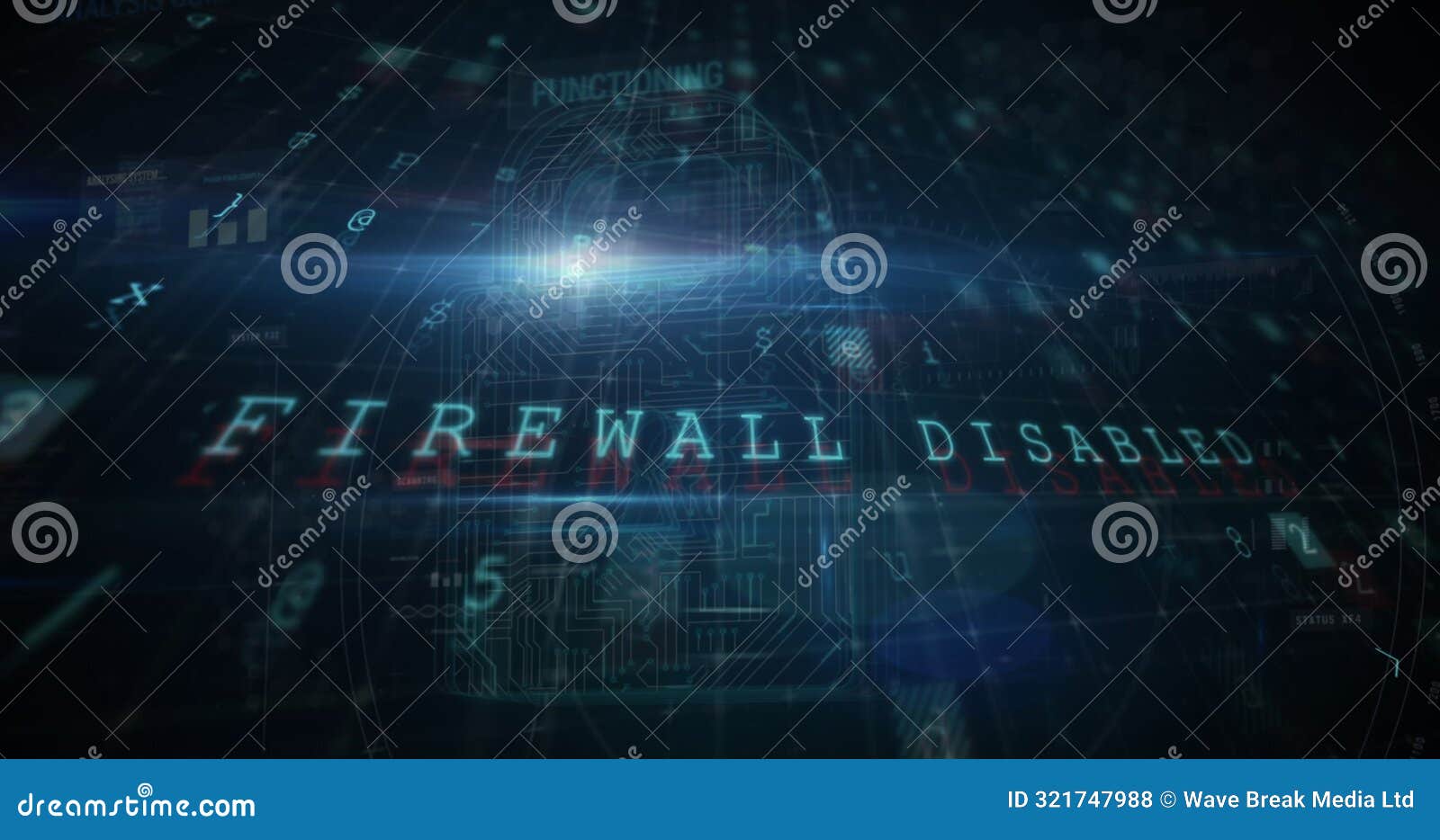 Digital Interface with FIREWALL DISABLED Text Displayed Prominently ...