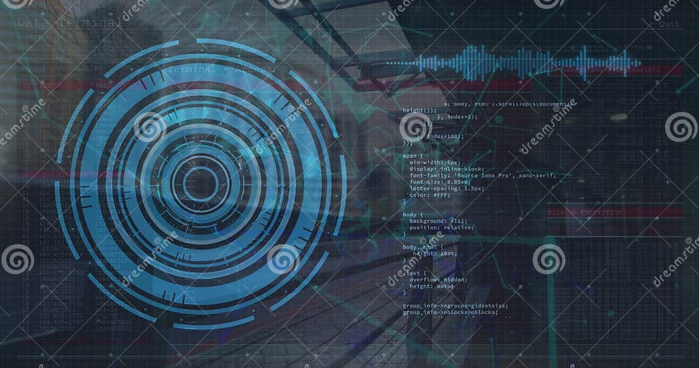 A Digital Interface and Global Connection Concept Image Showing a Scope Scanning and Data ...