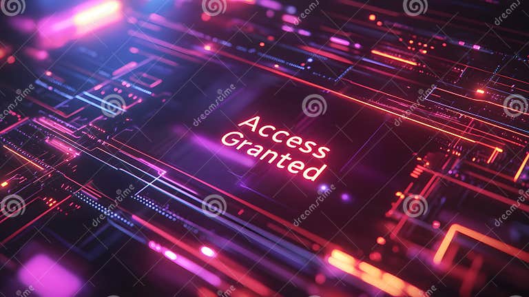 Digital Interface with Glowing Access Grant Stock Illustration ...