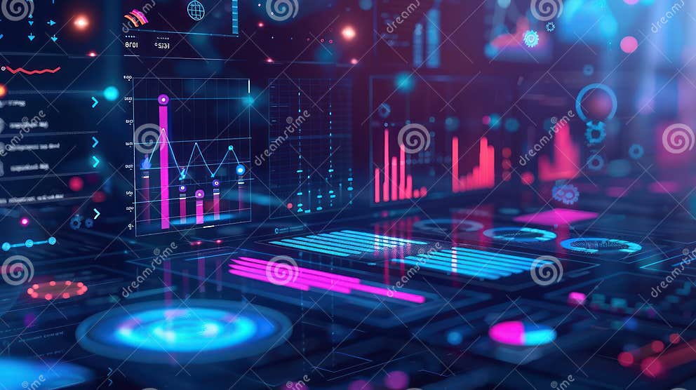 A Digital Interface with Icons for Data Visualization, Stock ...