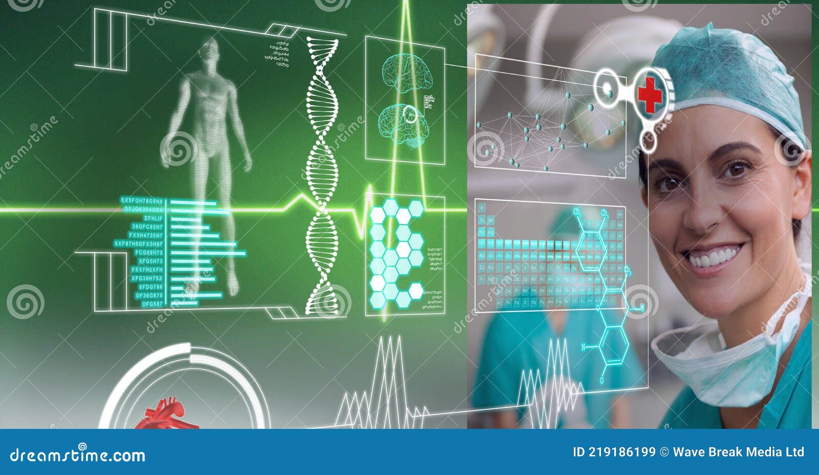 Digital Interface with Medical Data Processing Against Portrait of ...