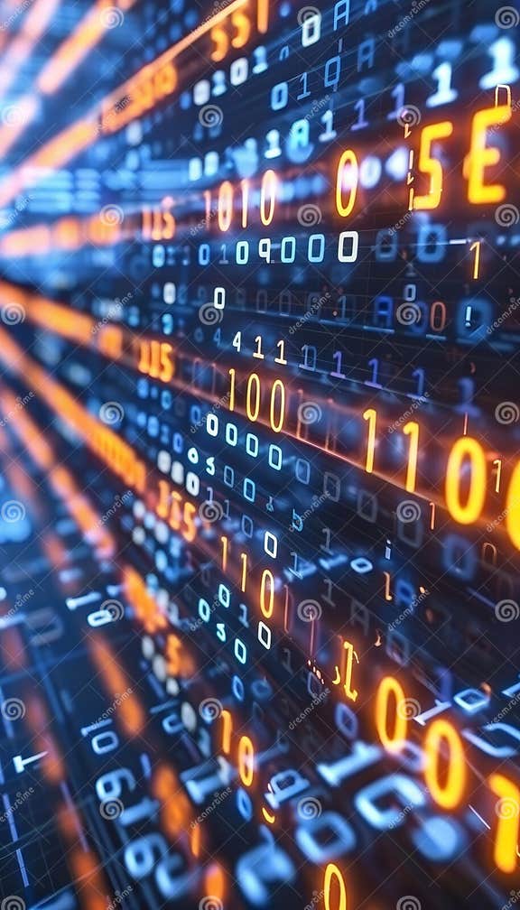 Digital Interface With Pixelated Data Stream Binary Code And 0084