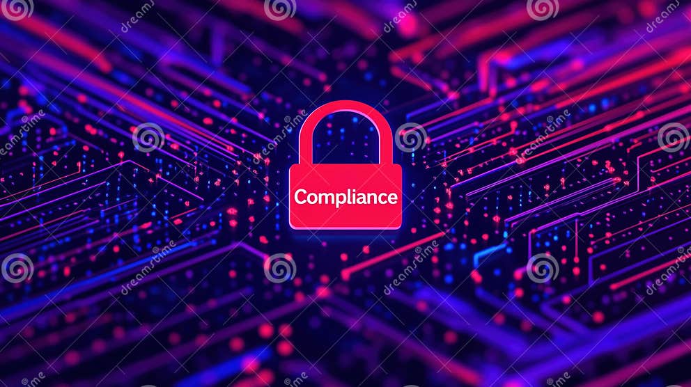 Digital Interface Showing Lock Icon Symbolizing Compliance and Security Stock Illustration ...