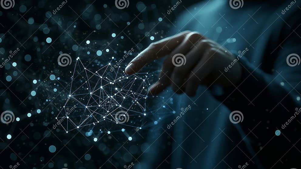 Digital Interface Symbolizing Interaction and Technology with Glowing ...