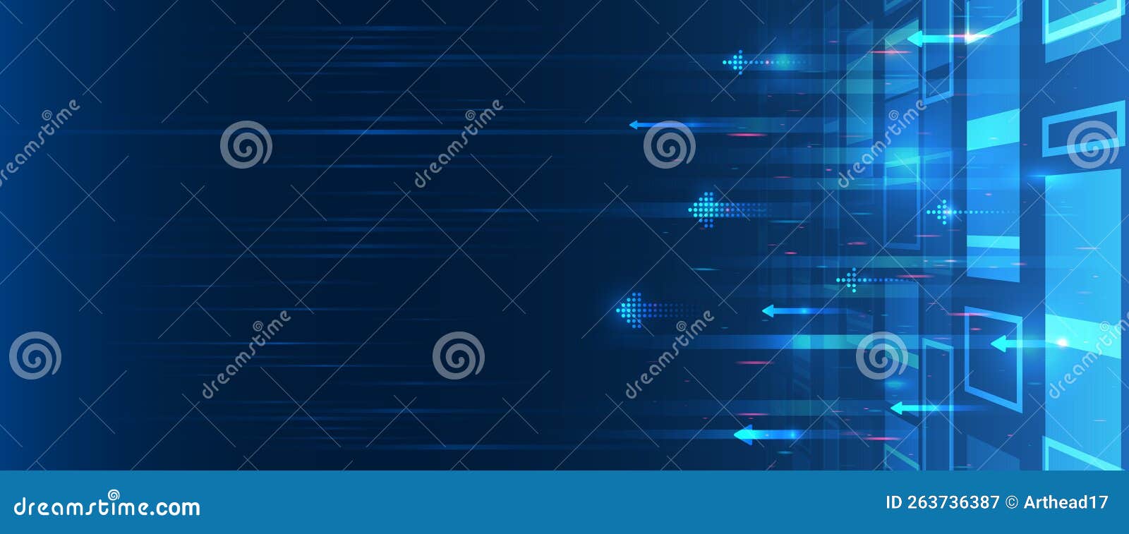 Digital Internet Communication on Blue Background. Wide Cyber Security ...