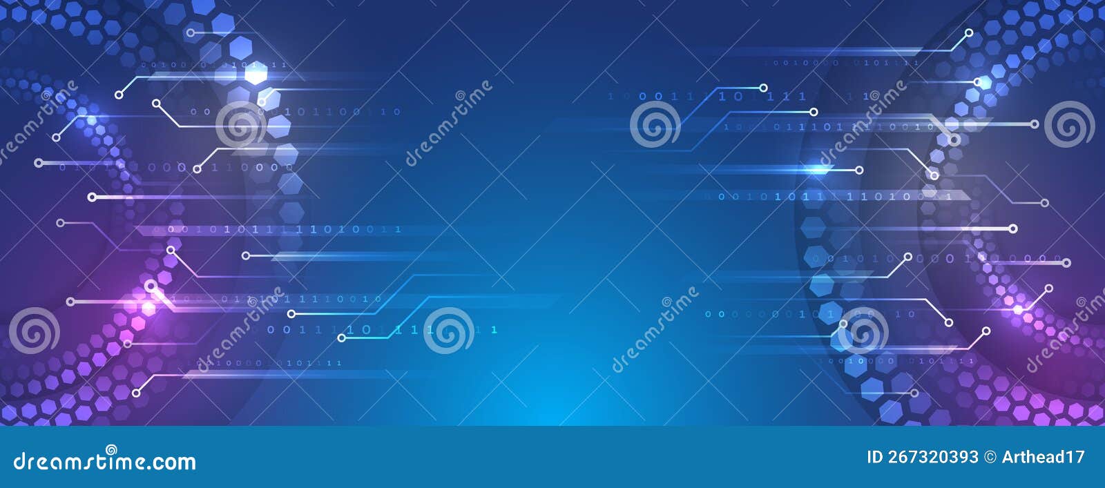 Digital Internet Communication on Blue Background. Wide Cyber Security ...