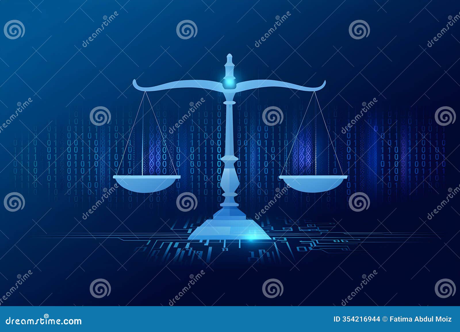 Digital Justice Scales Overlay Binary Code, Symbolizing Fairness in ...