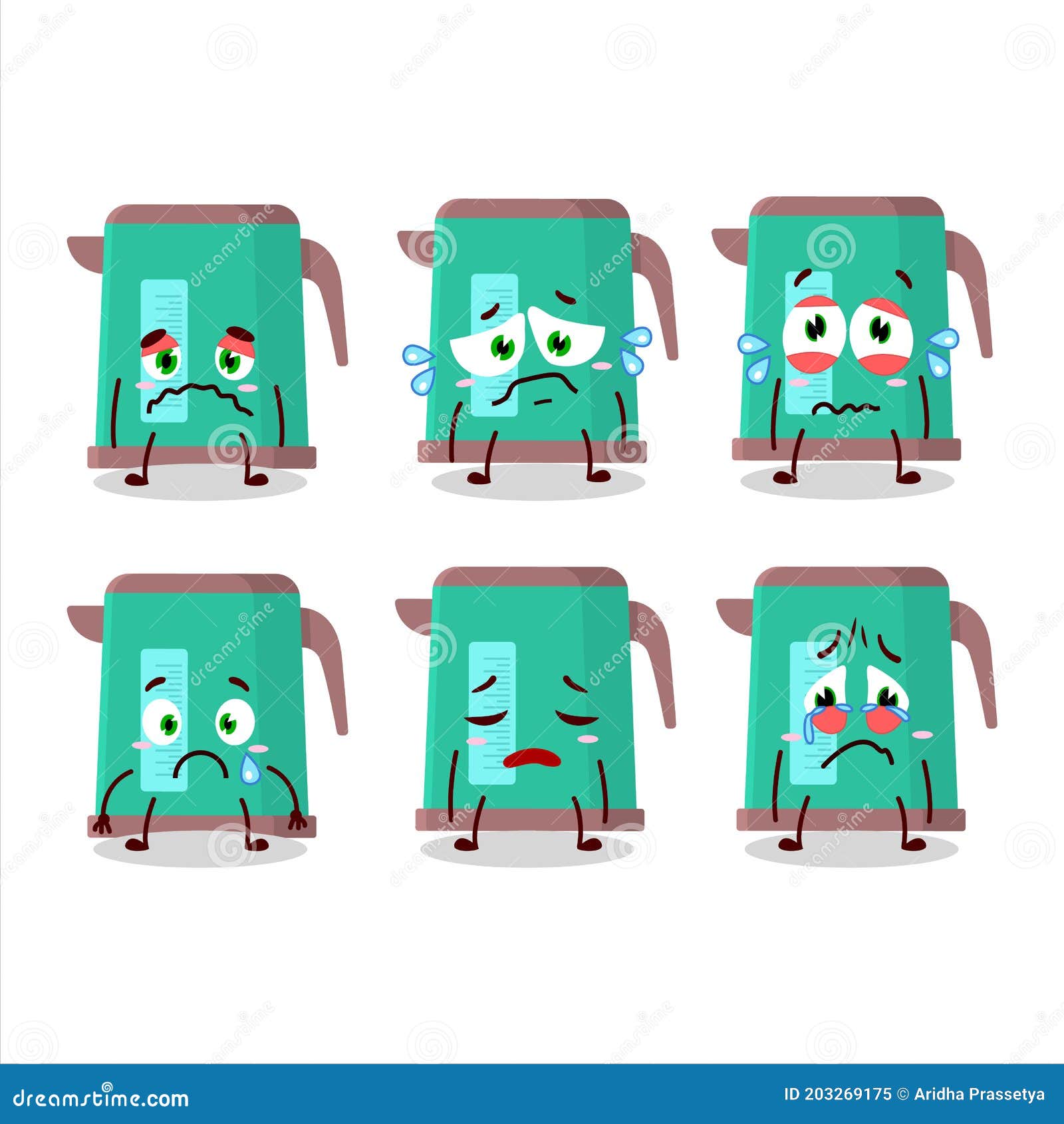 Digital Kettle Cartoon Character with Sad Expression Stock Vector ...