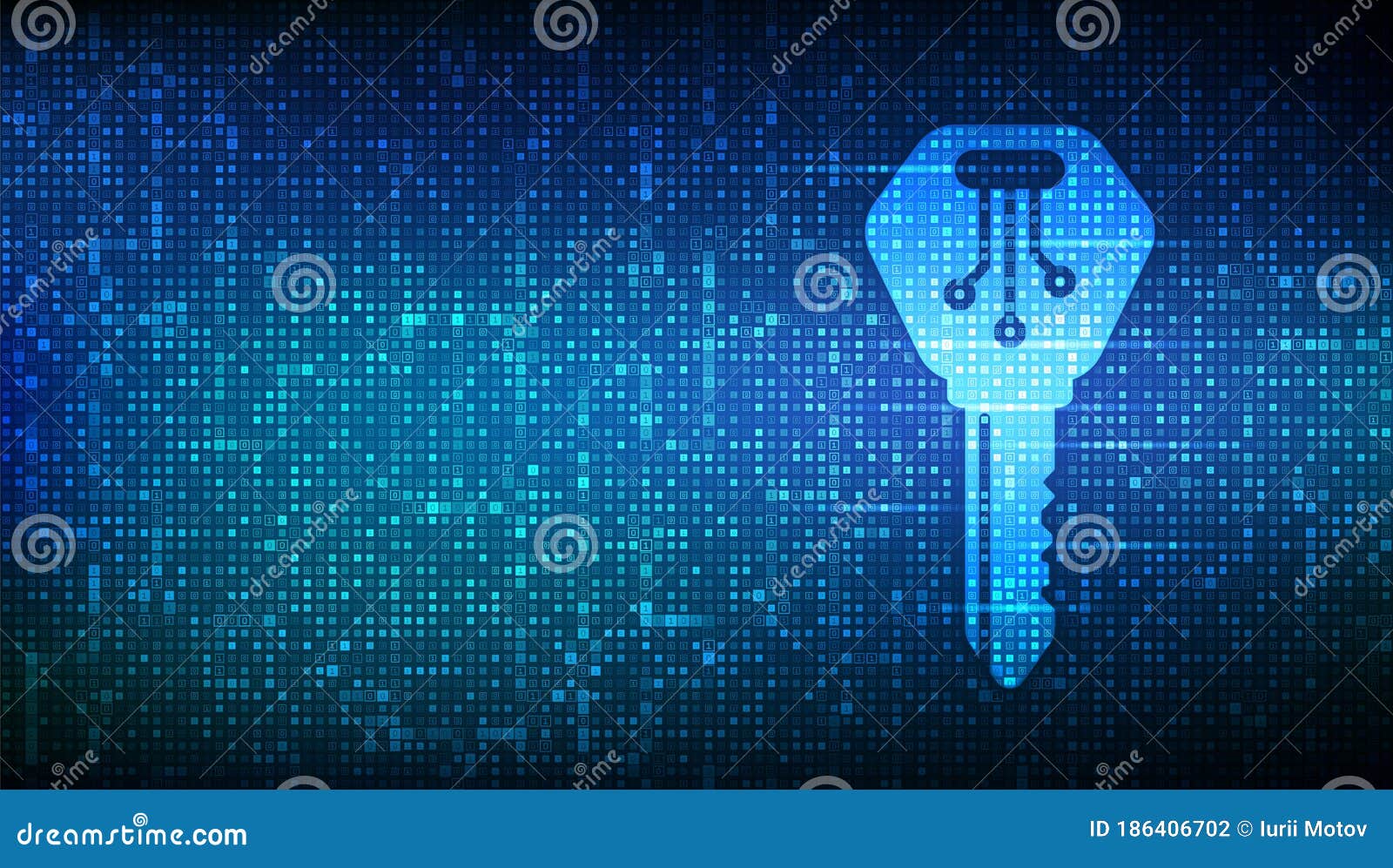 Digital Key. Electronic Key Icon Made with Binary Code. Cyber Security and Access Background ...