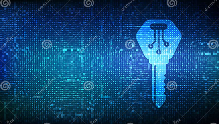 Digital Key. Electronic Key Icon Made with Binary Code. Cyber Security ...