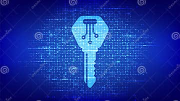 Digital Key. Electronic Key Icon Made with Binary Code. Cyber Security and Access Background ...