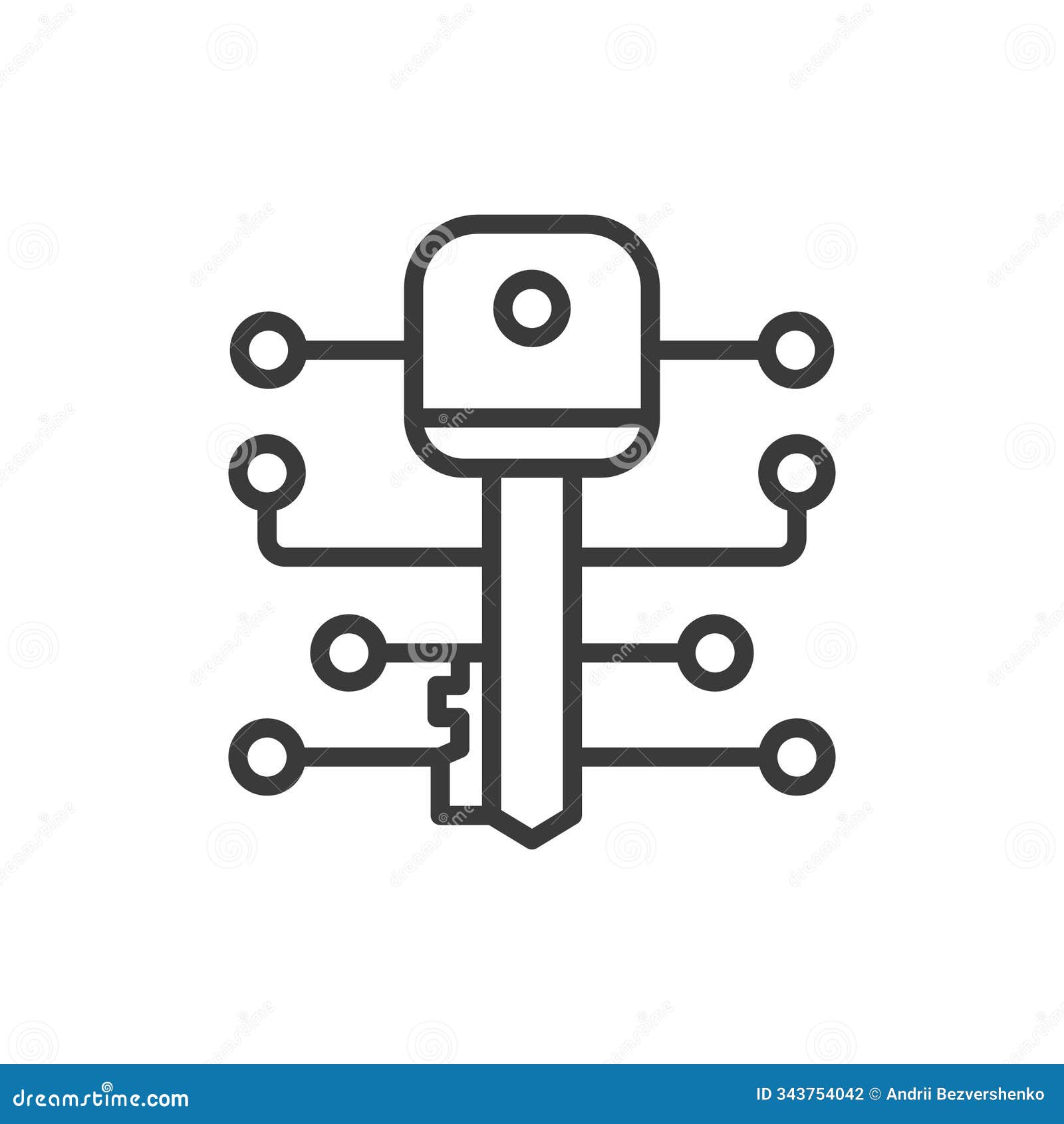 Digital Key, Icon in Line Design. Digital, Key, Security, Access ...