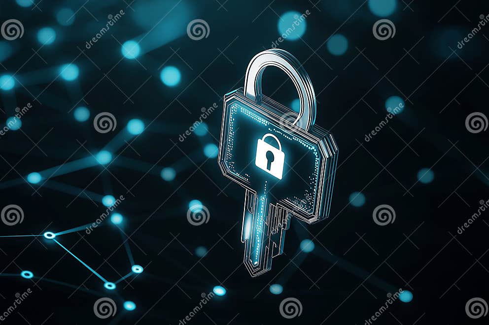 A Digital Key with a Secure Lock Symbol, Representing Cybersecurity and ...