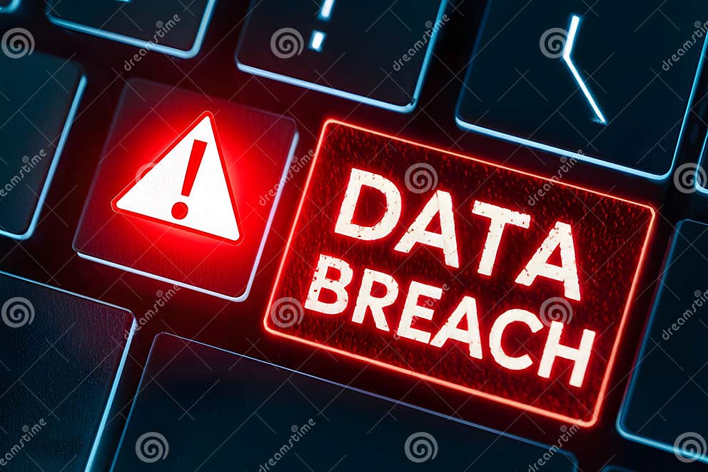 Digital Keyboard with Red DATA BREACH Warning, Cybersecurity Threat ...