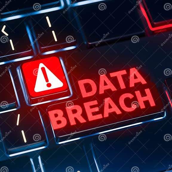 Digital Keyboard with Red DATA BREACH Warning, Cybersecurity Threat ...