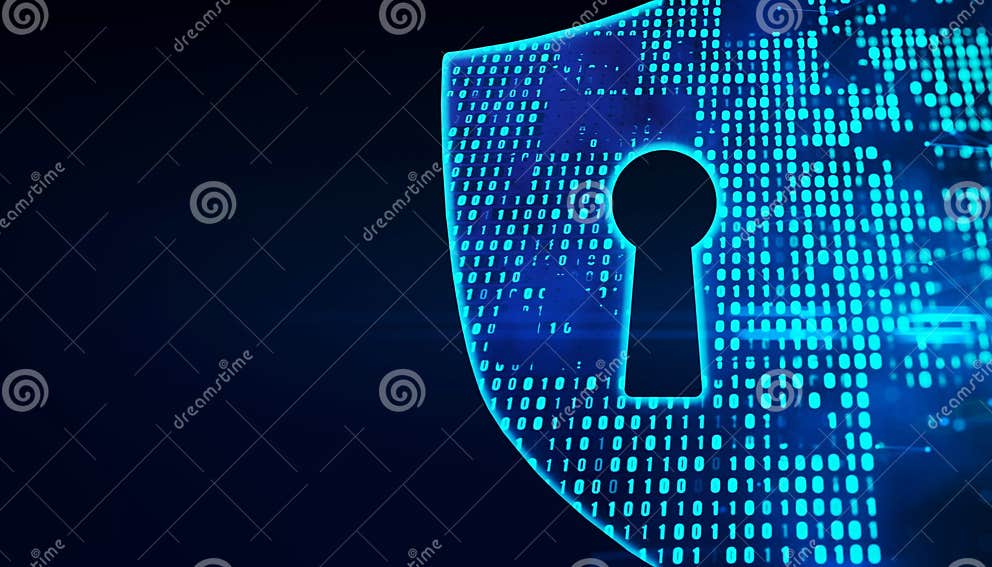 A Digital Keyhole With Binary Code On A Dark Blue Background Symbolizing Cybersecurity Concept